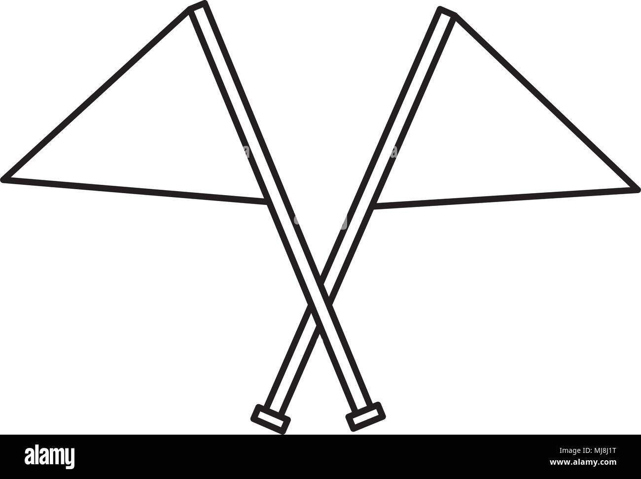 flags markers in shape triangle with crossed sticks isolated icon ...