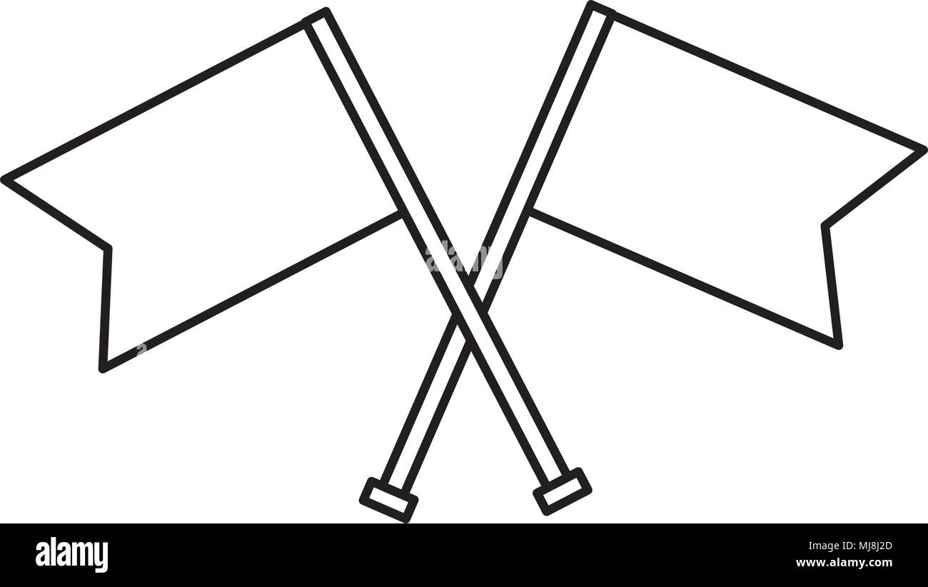 flags markers with crossed sticks isolated icon vector illustration ...