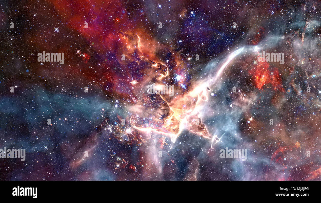Cosmic galaxy background with nebula, stardust and bright shining stars ...