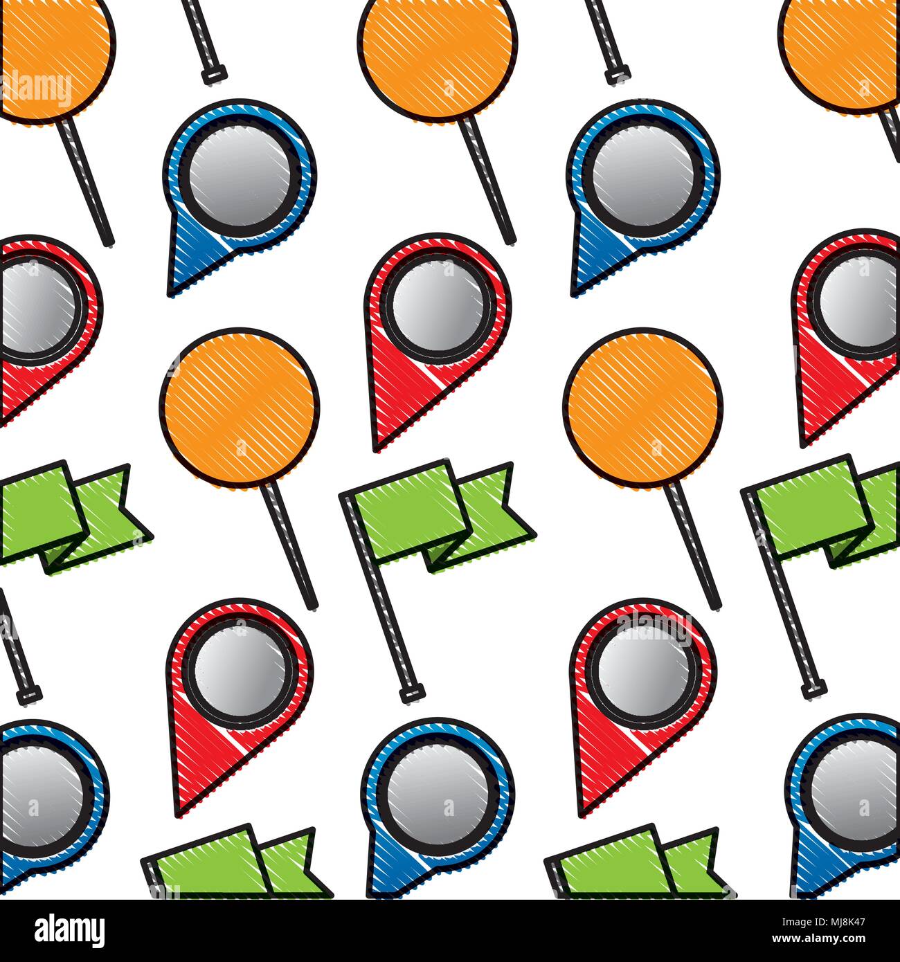 pin pointer location with flags pattern vector illustration design ...