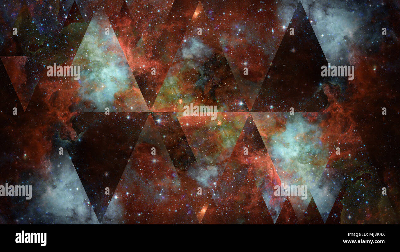 Universe, nebula, galaxy and the sacred geometry collage. Abstract ...