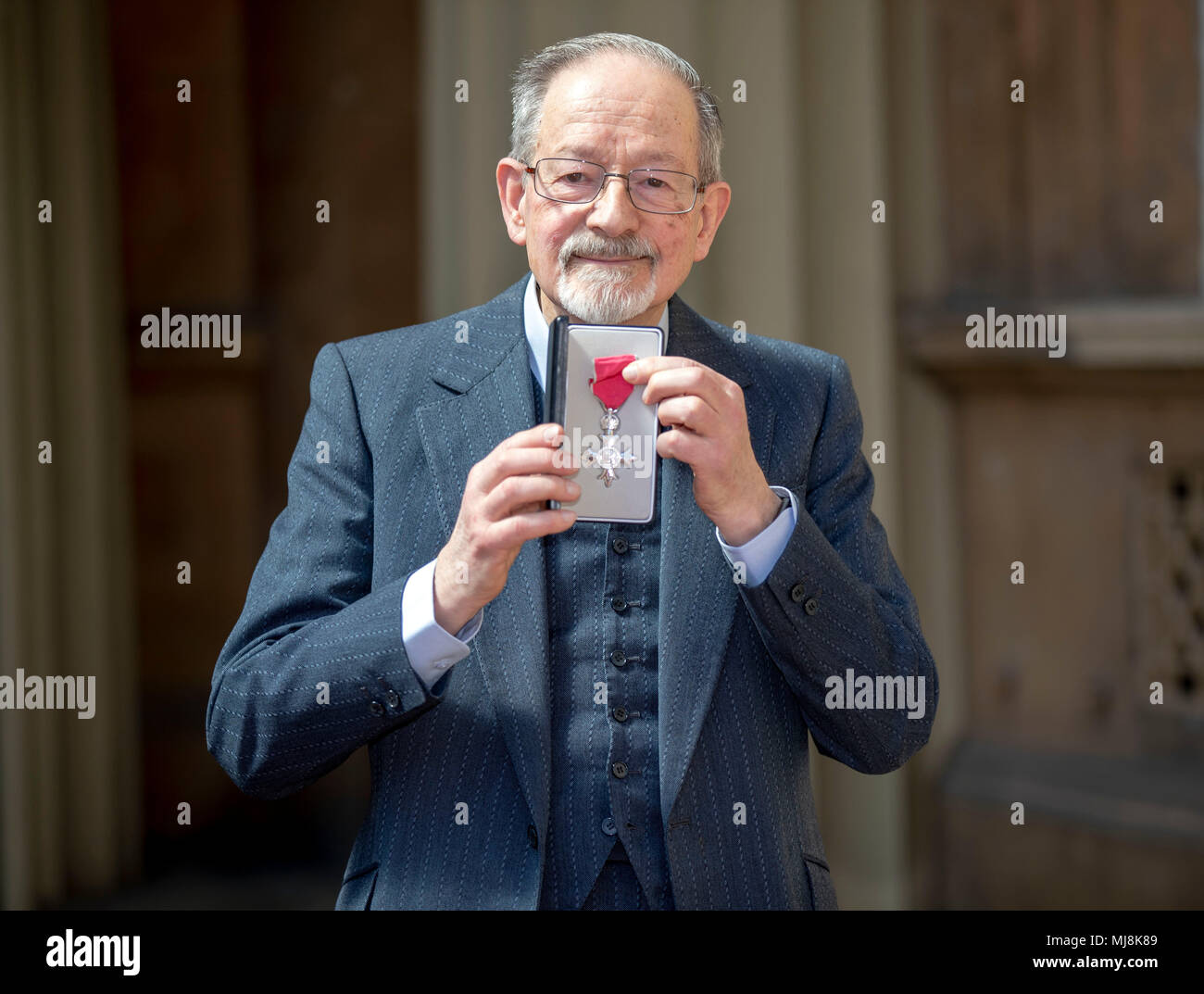Holocaust survivor Dr Martin Stern holds his MBE (Member of the Order ...
