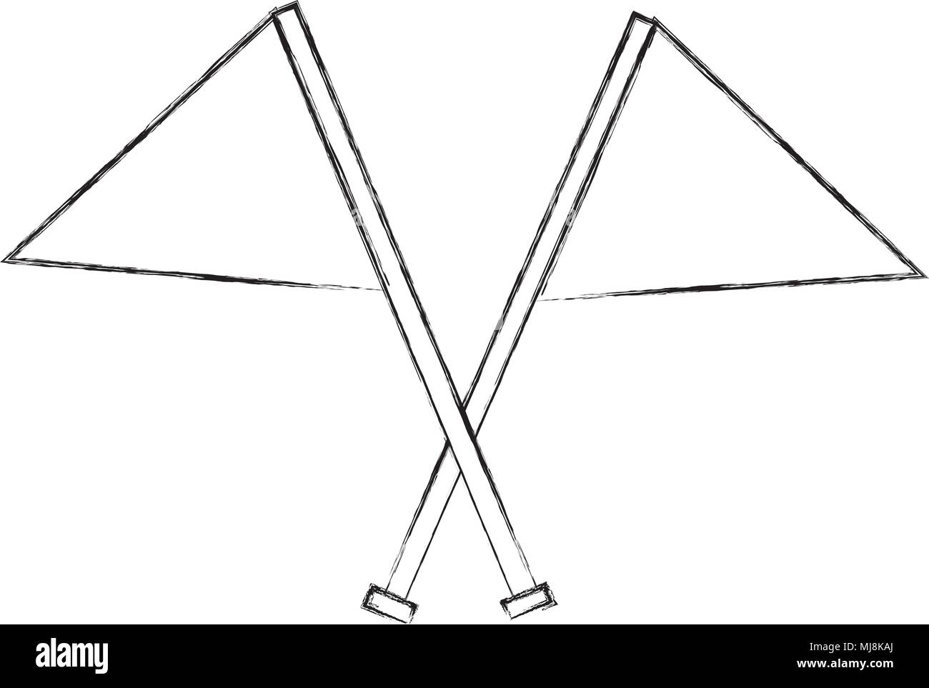 flags markers in shape triangle with crossed sticks isolated icon ...