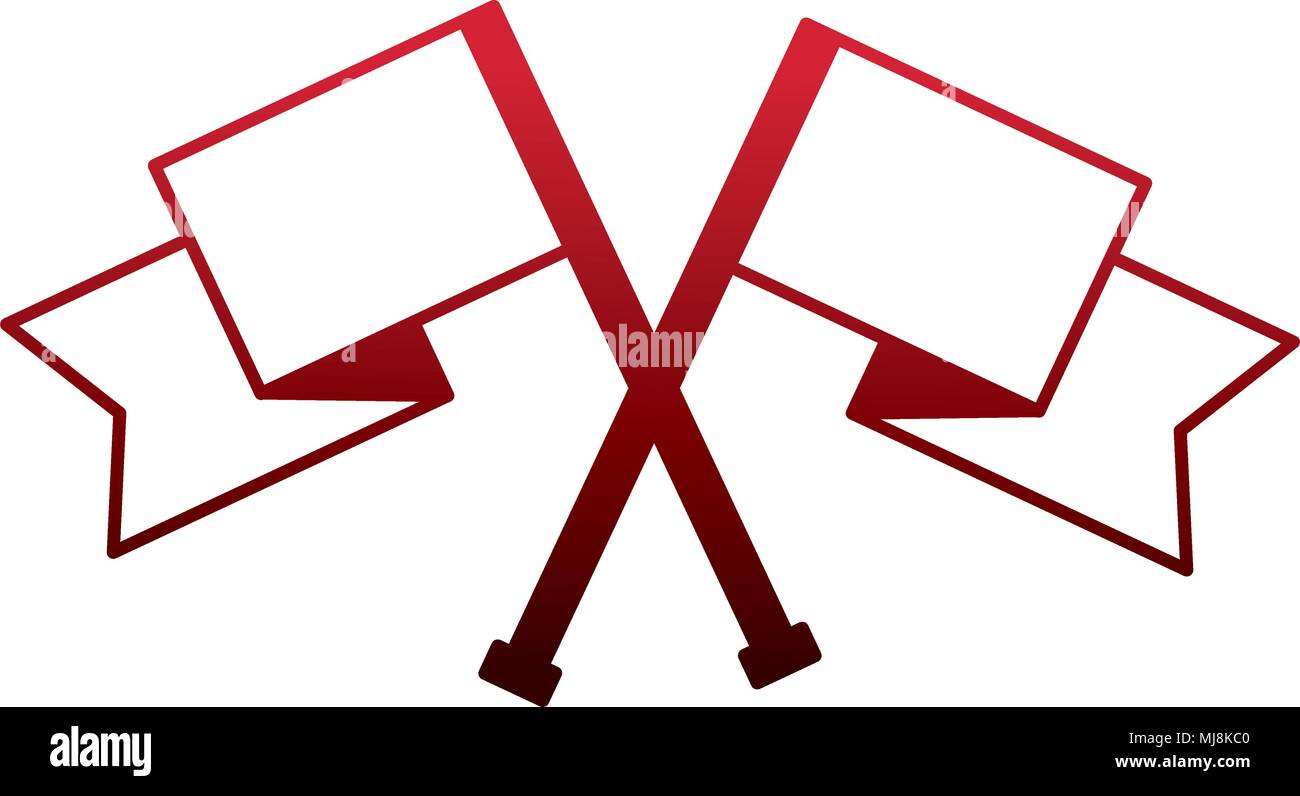 crossed navigation gps flags direction vector illustration gradient ...