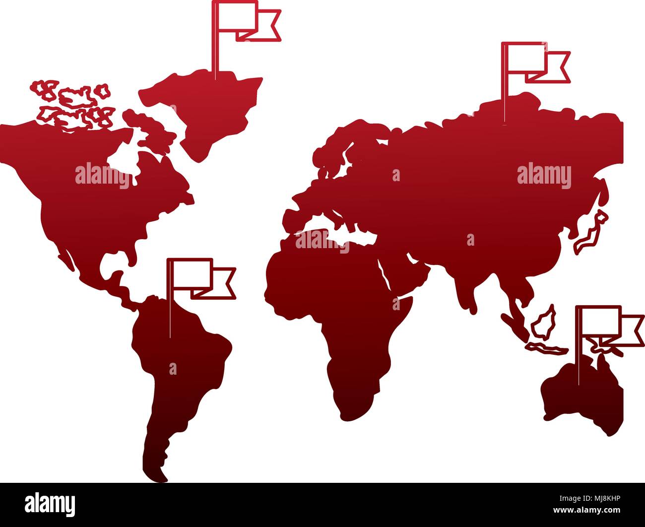 navigation gps world map with pointers flags vector illustration gradient color Stock Vector ...
