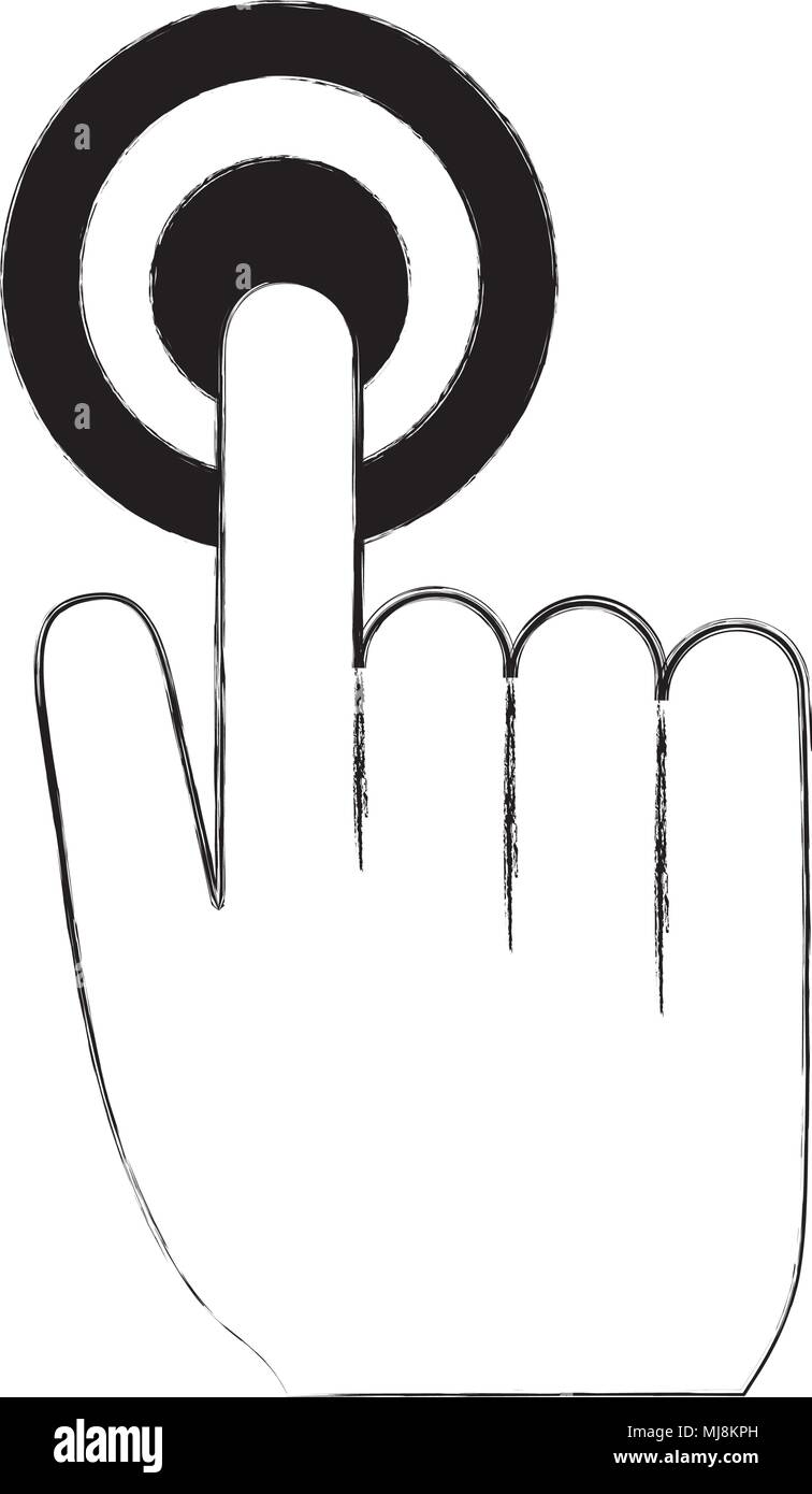 human hand clicking button web symbol vector illustration sketch Stock ...