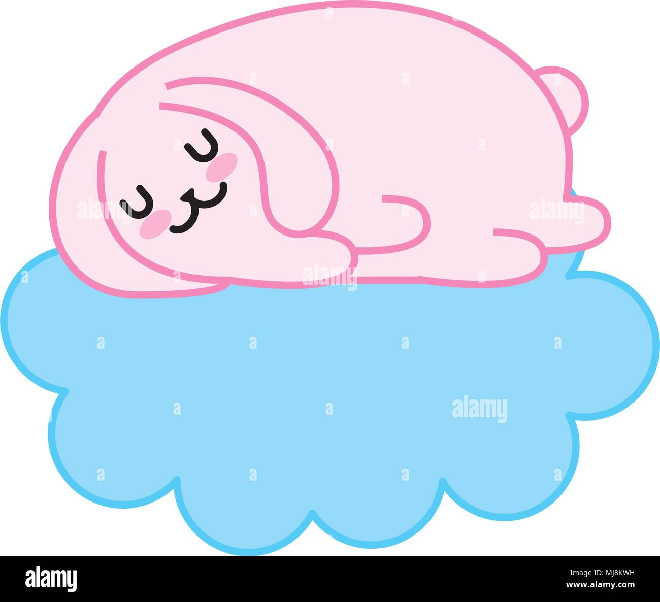 cute rabbit sleeping in the cloud vector illustration Stock Vector ...