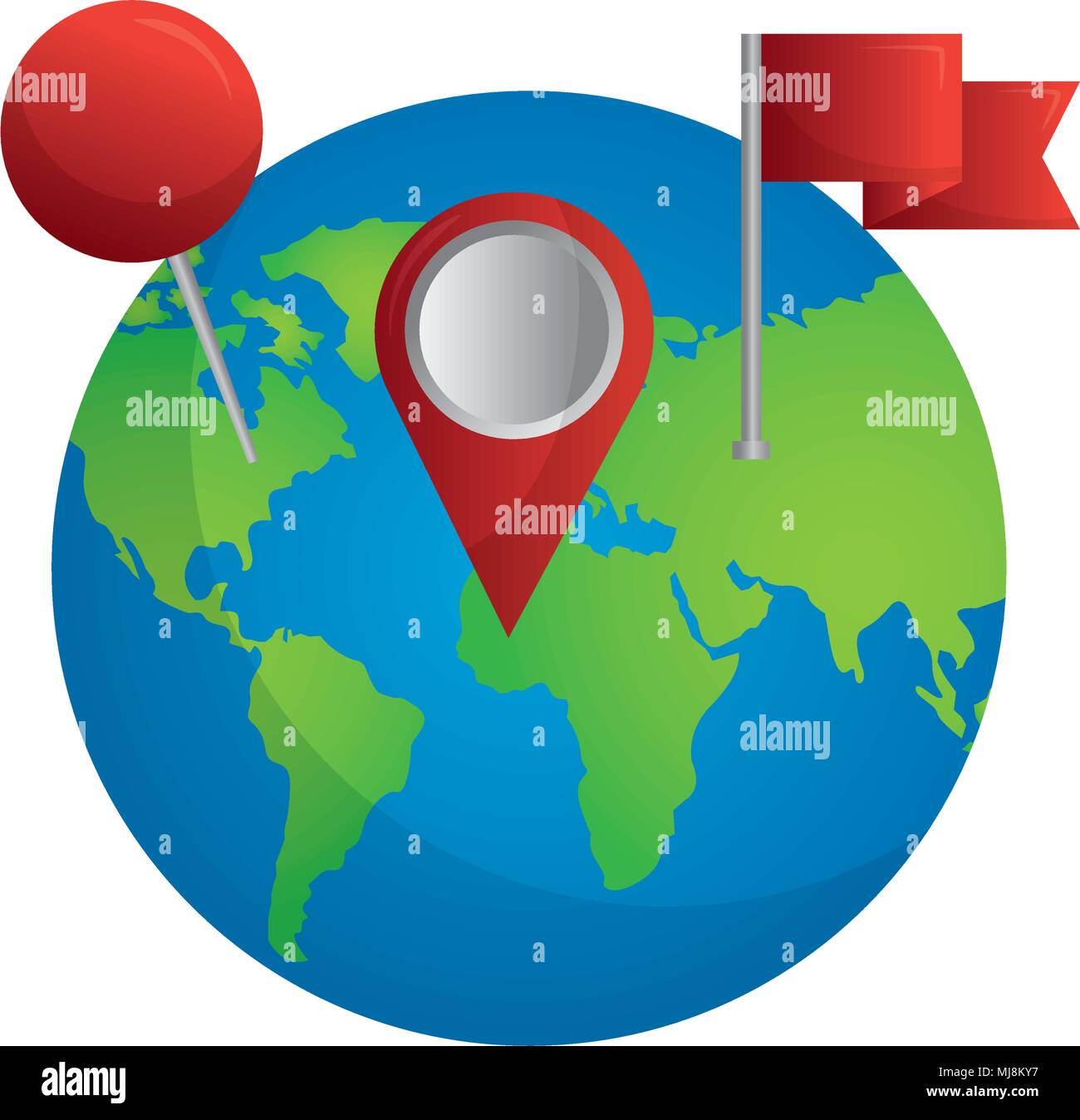 world globe map pointers flag gps navigation vector illustration Stock Vector Image & Art - Alamy