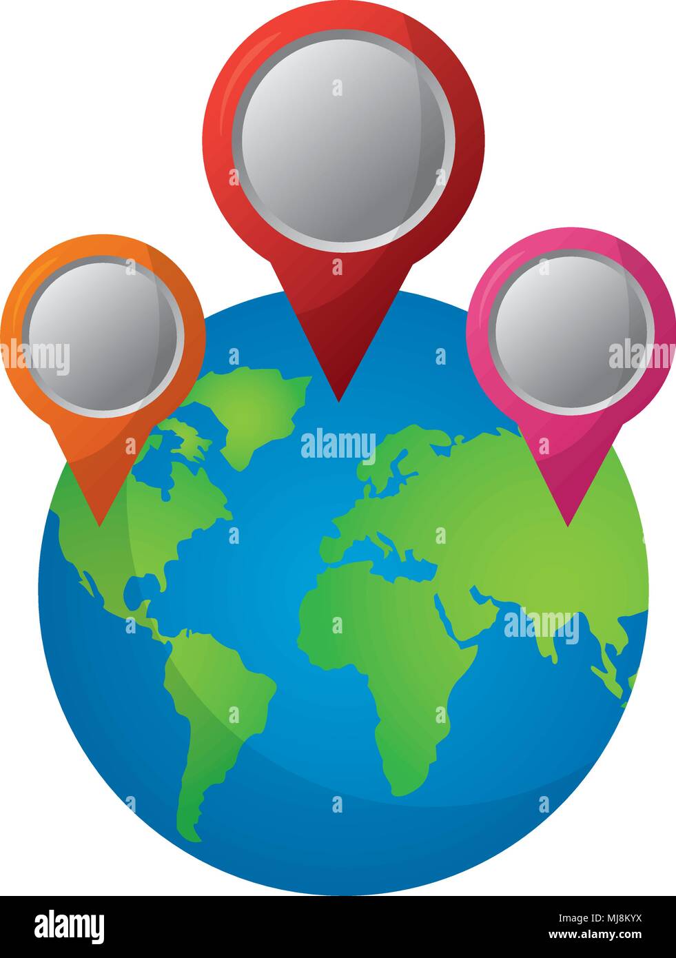 world globe map pointers gps navigation vector illustration Stock Vector Image & Art - Alamy