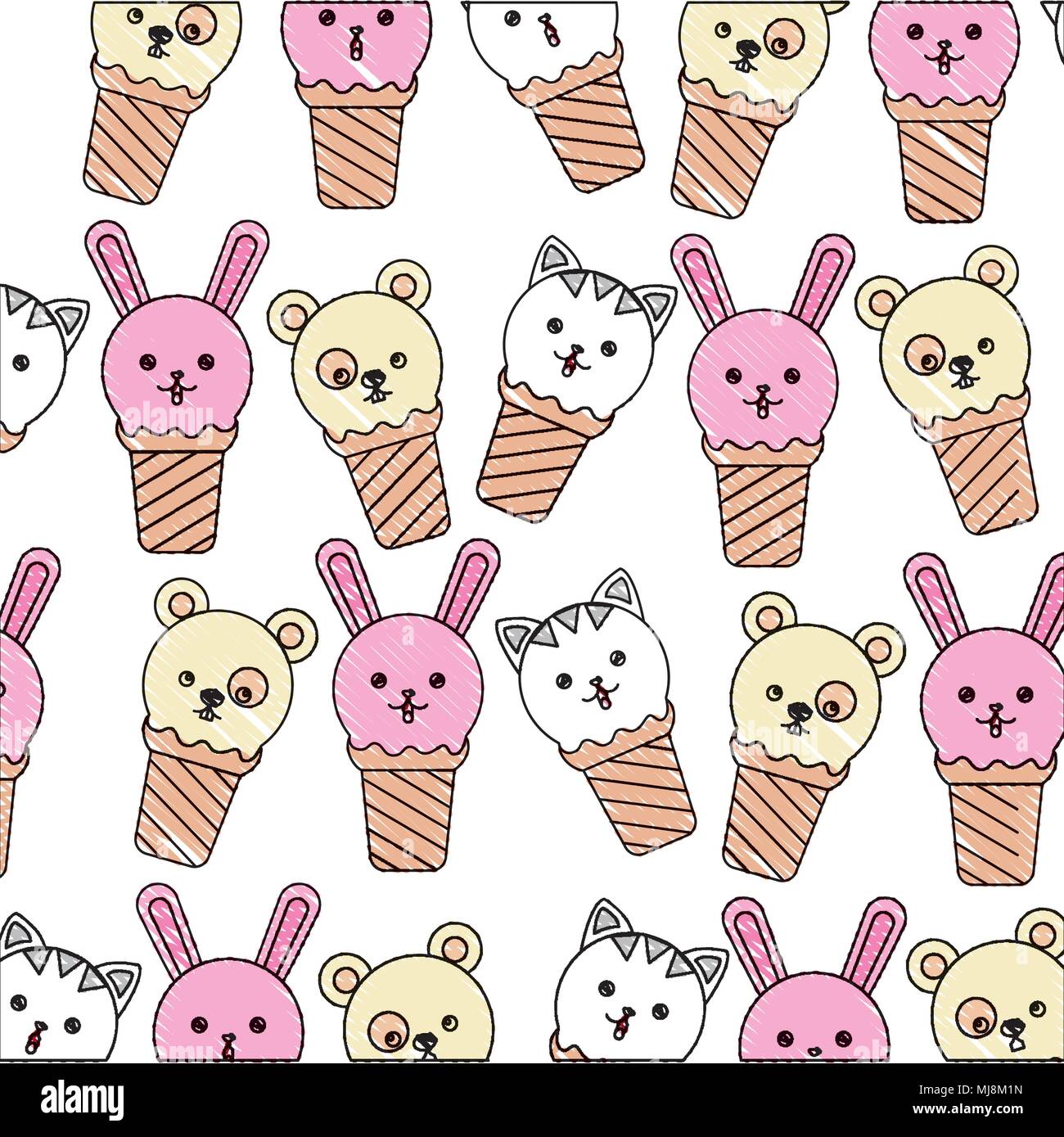 Kawaii cat and icecream hi-res stock photography and images - Alamy