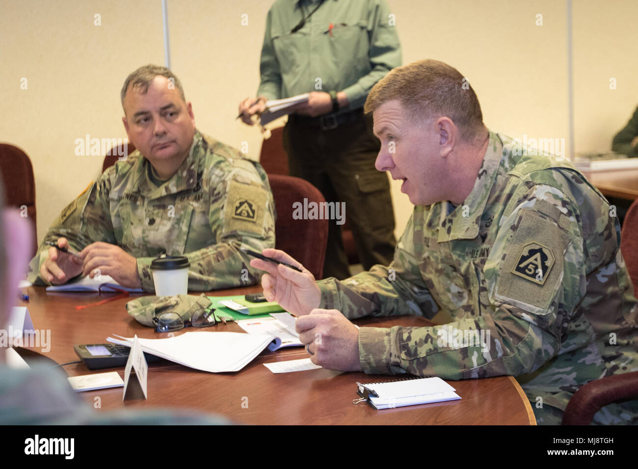 Lt. Col. Scotty Lene, Vibrant Response 2018 exercise chief (left ...