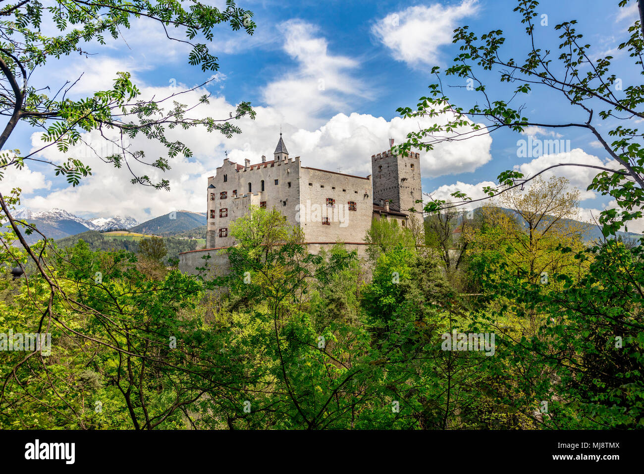 brunico castle on italian alps Stock Photo - Alamy
