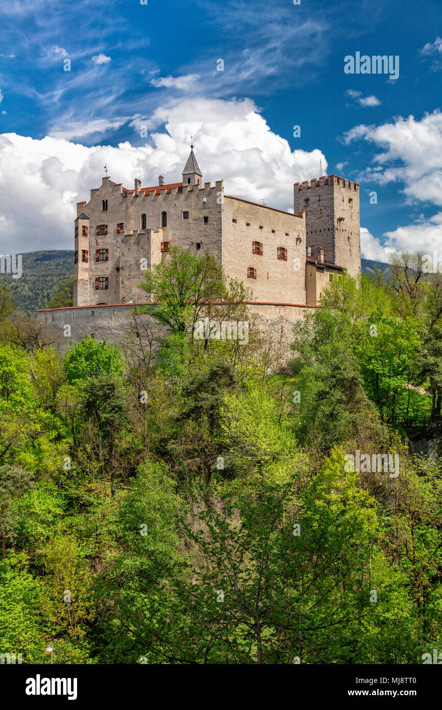 view of ancient brunico castle on italian alps Stock Photo - Alamy