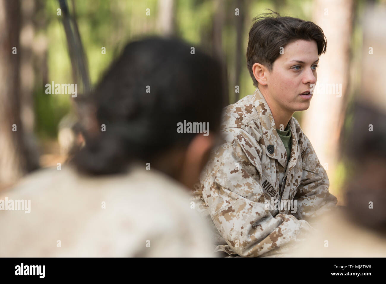 U.S. Marine Corps Staff Sgt. Jade Nichols, a senior drill instructor ...