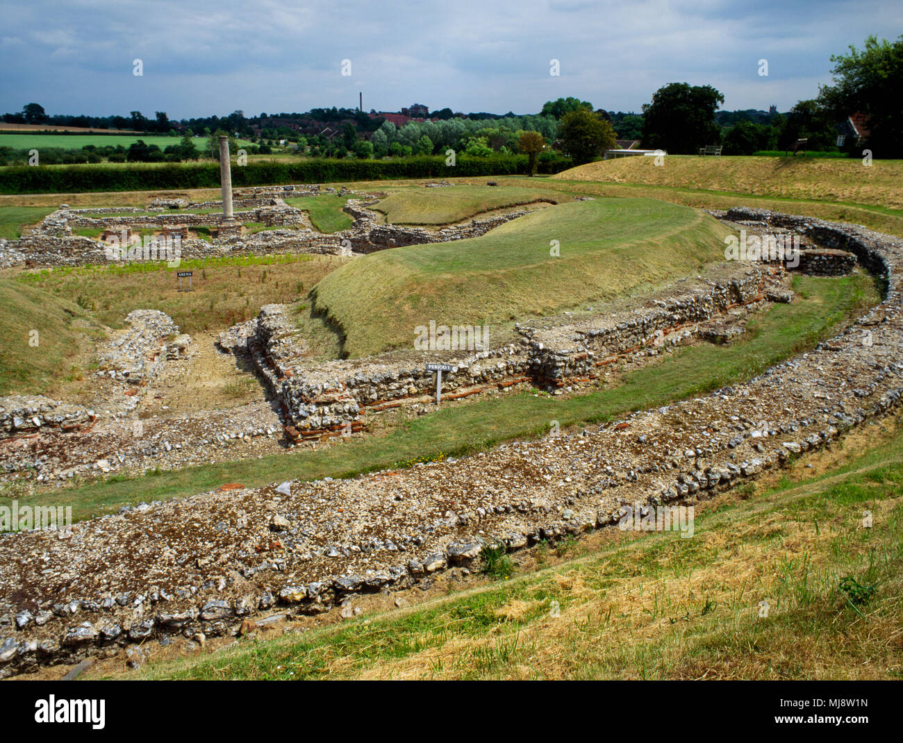 View north across Verulamium Roman theatre through the southern ...