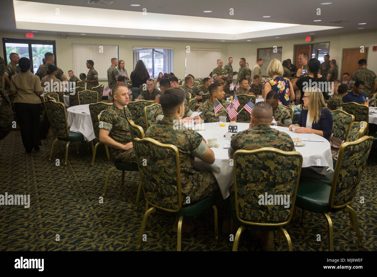 U.S. Marine, Navy, and civilian personnel aboard Marine Corps Base ...