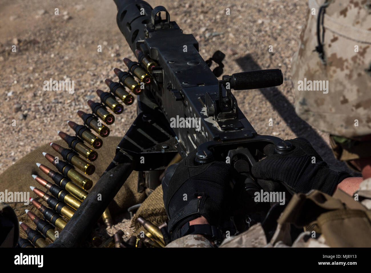 U.S. Marine Corps Cpl. Dylan Swanson, machine gunner with Weapons ...