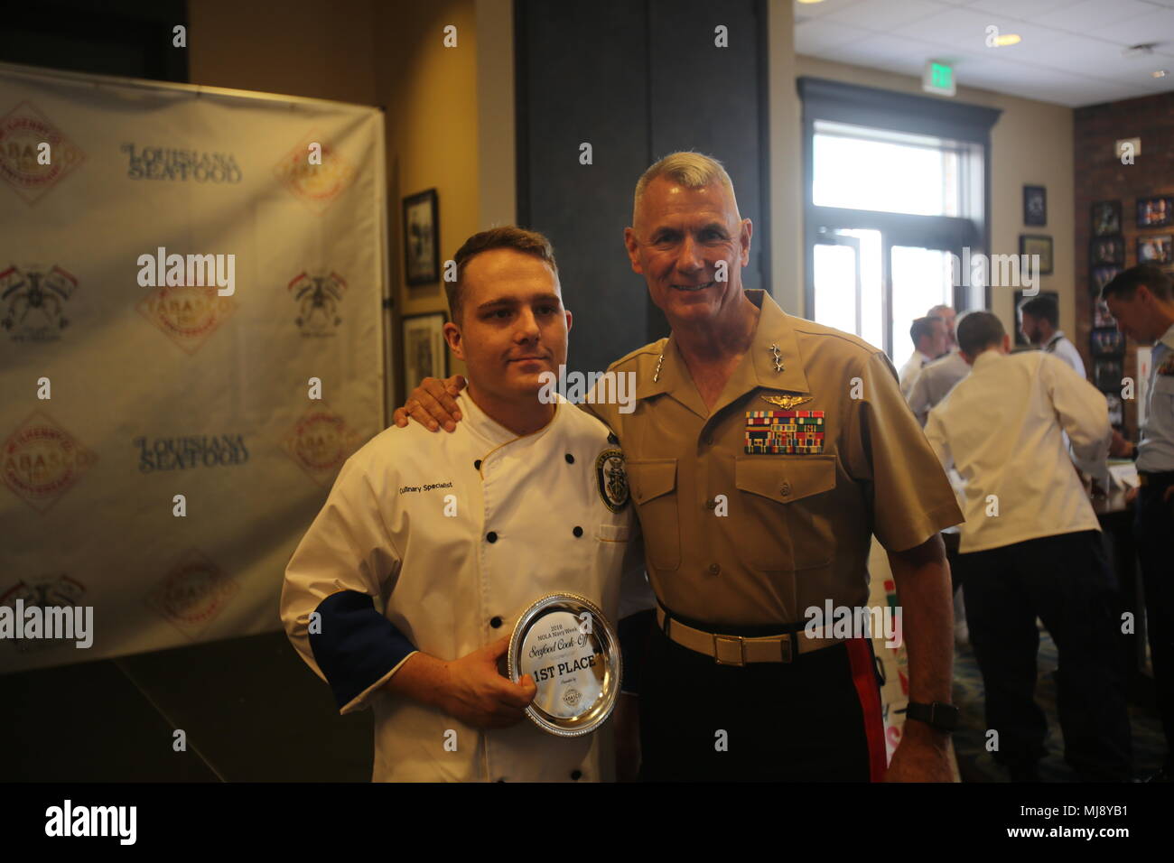 U.S. Marines Sgt. Scott Meadows (left) and Lieutenant General Rex ...