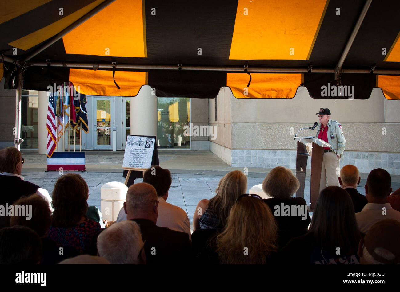 Command Sgt. Maj. Retired Kenneth “Rock” Merritt, right, speaks during ...