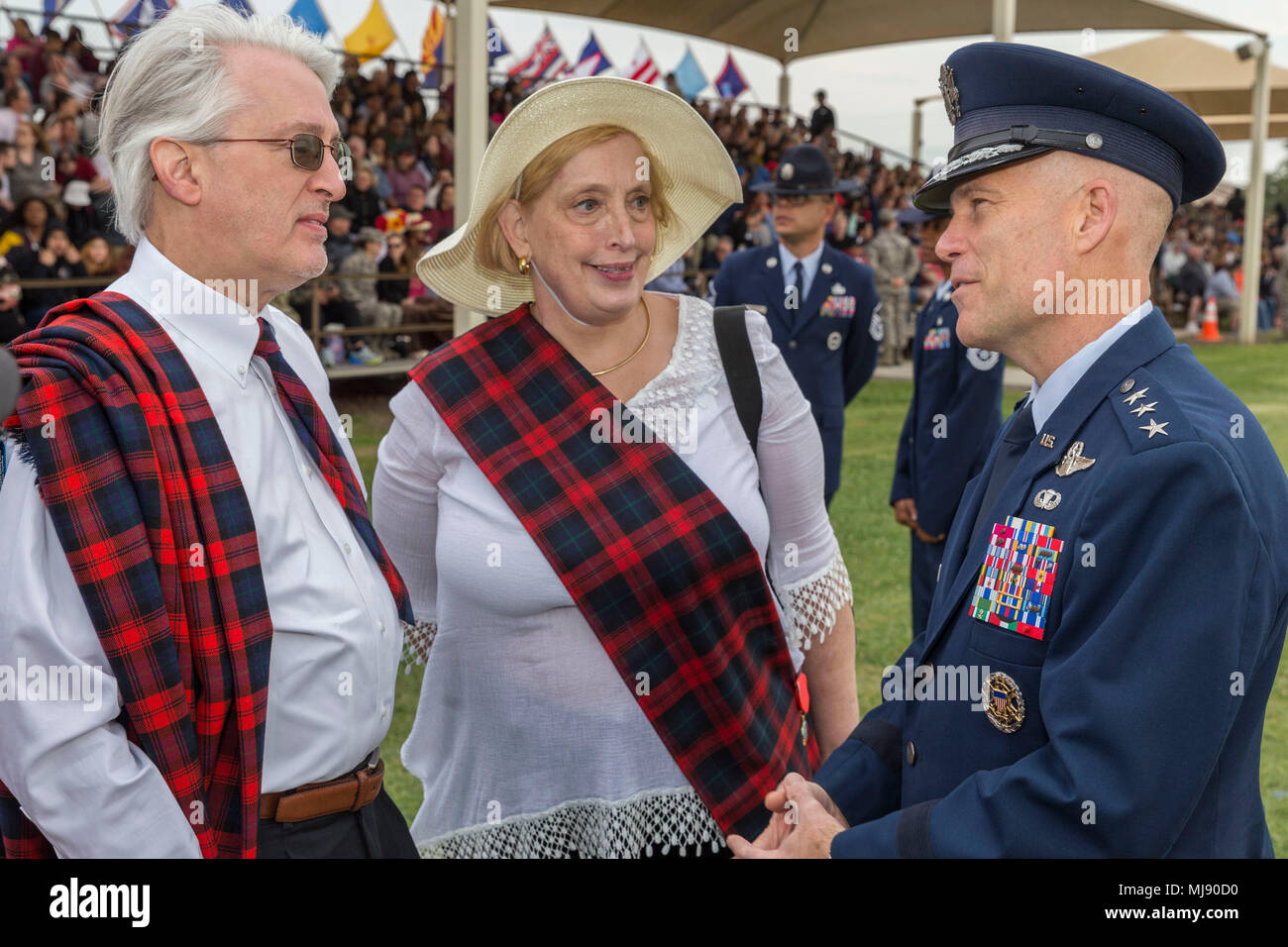 David Lackland (Left) and his wife Eileen are greeted by Lt. Gen ...