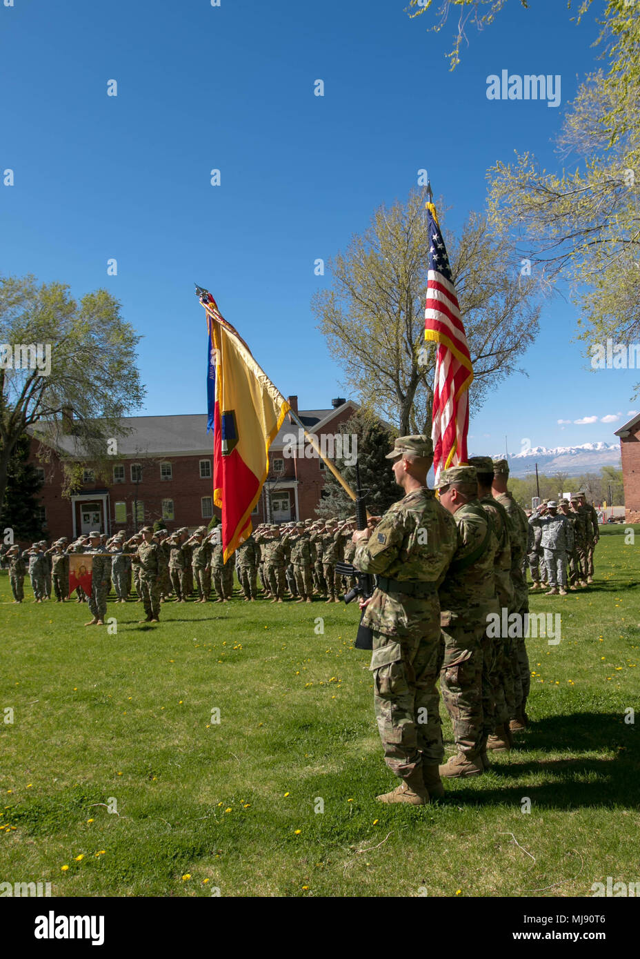 U.S. Army Reserve Soldiers with the 96th Sustainment Brigade salute the ...
