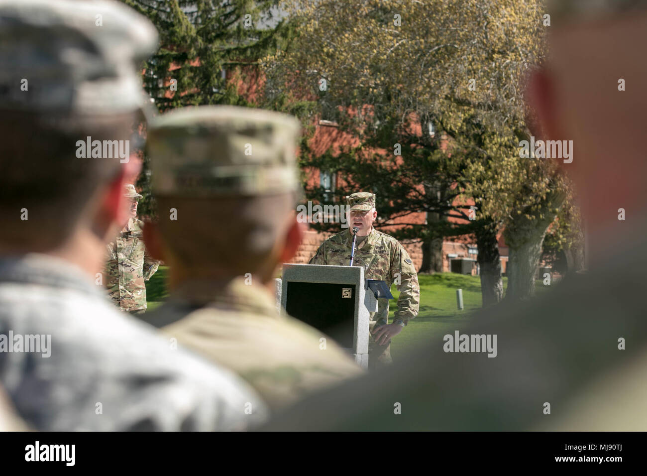 Col. Sean Campion, commander of the 96th Sustainment Brigade, addresses ...