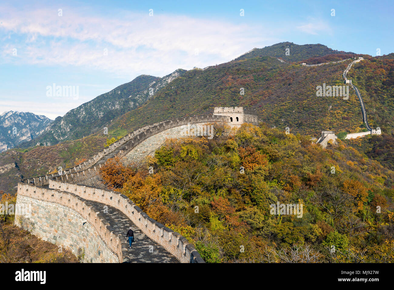 China The great wall distant view compressed towers and wall segments ...