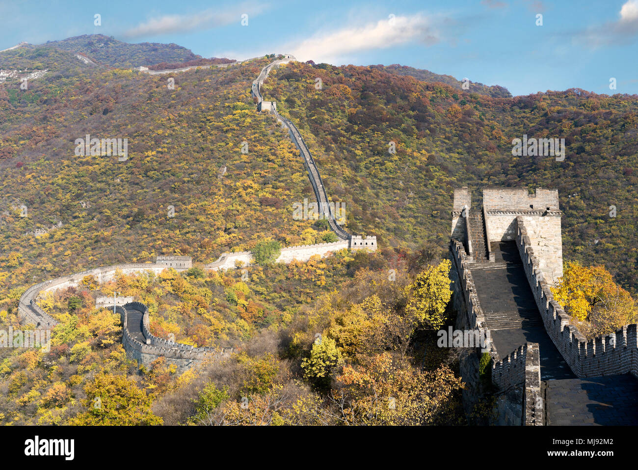 China The great wall distant view compressed towers and wall segments ...