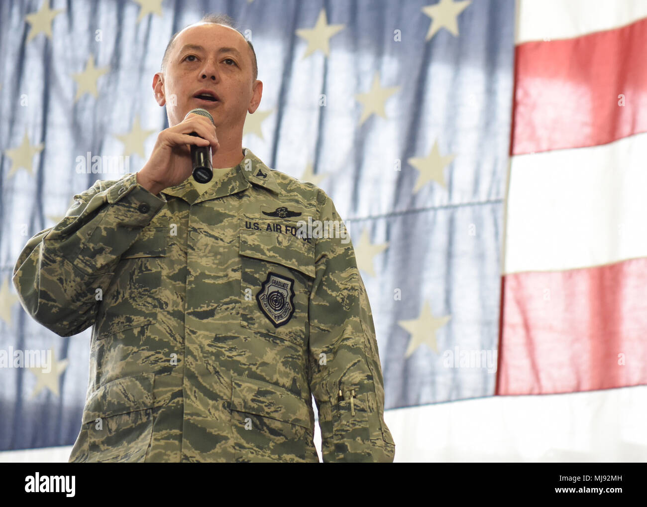 Col. John Edwards, 28th Bomb Wing Commander, addresses Airmen inside ...