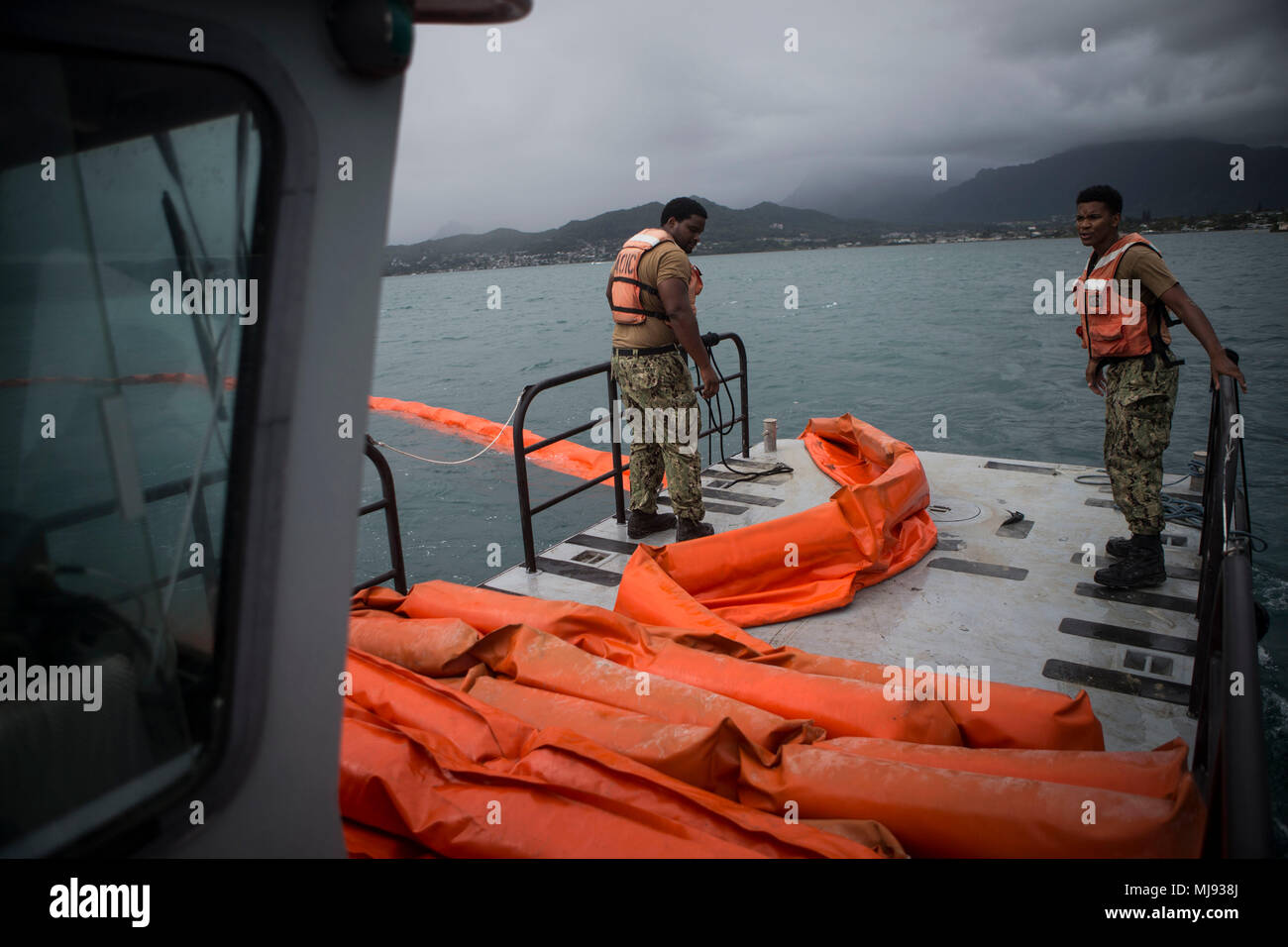 U.S. Navy Sailors with Water Front Operations, Marine Corps Base Hawaii ...
