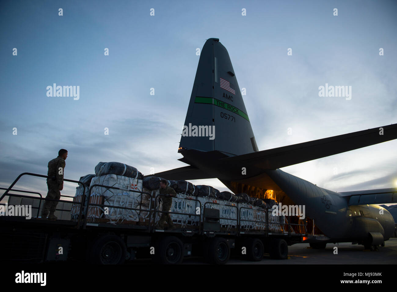 A U.S. Air Force loadmaster assigned to the 774th Expeditionary Airlift ...