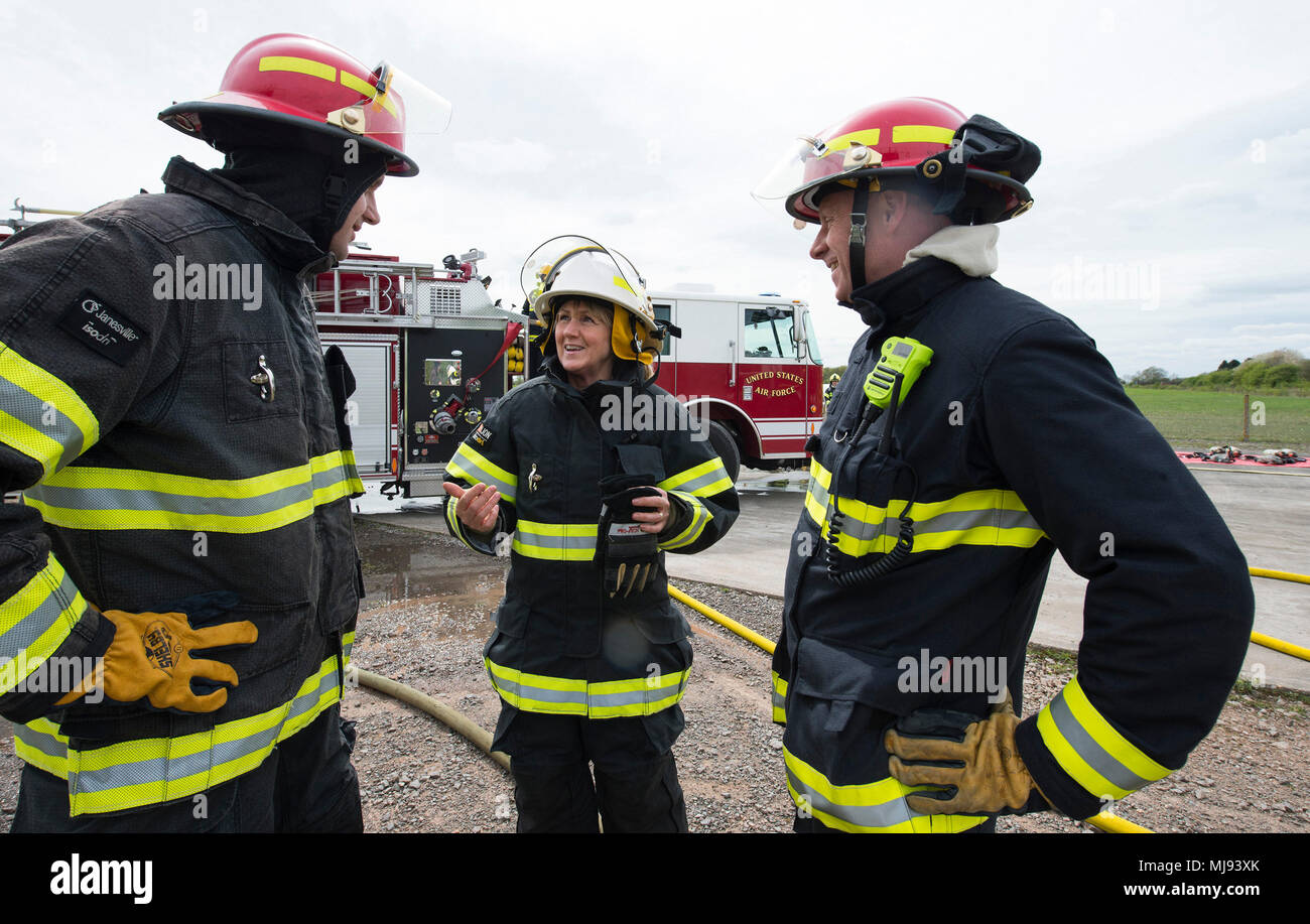 U.S. Air Force Col. Christopher Bromen (left), 423rd Air Base Group ...