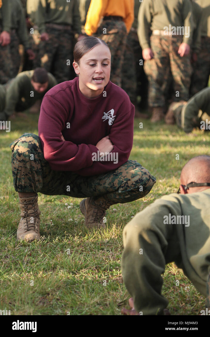 U.S. Marine Corps Sgt. Heather Bilardo, a drill instructor with Oscar ...