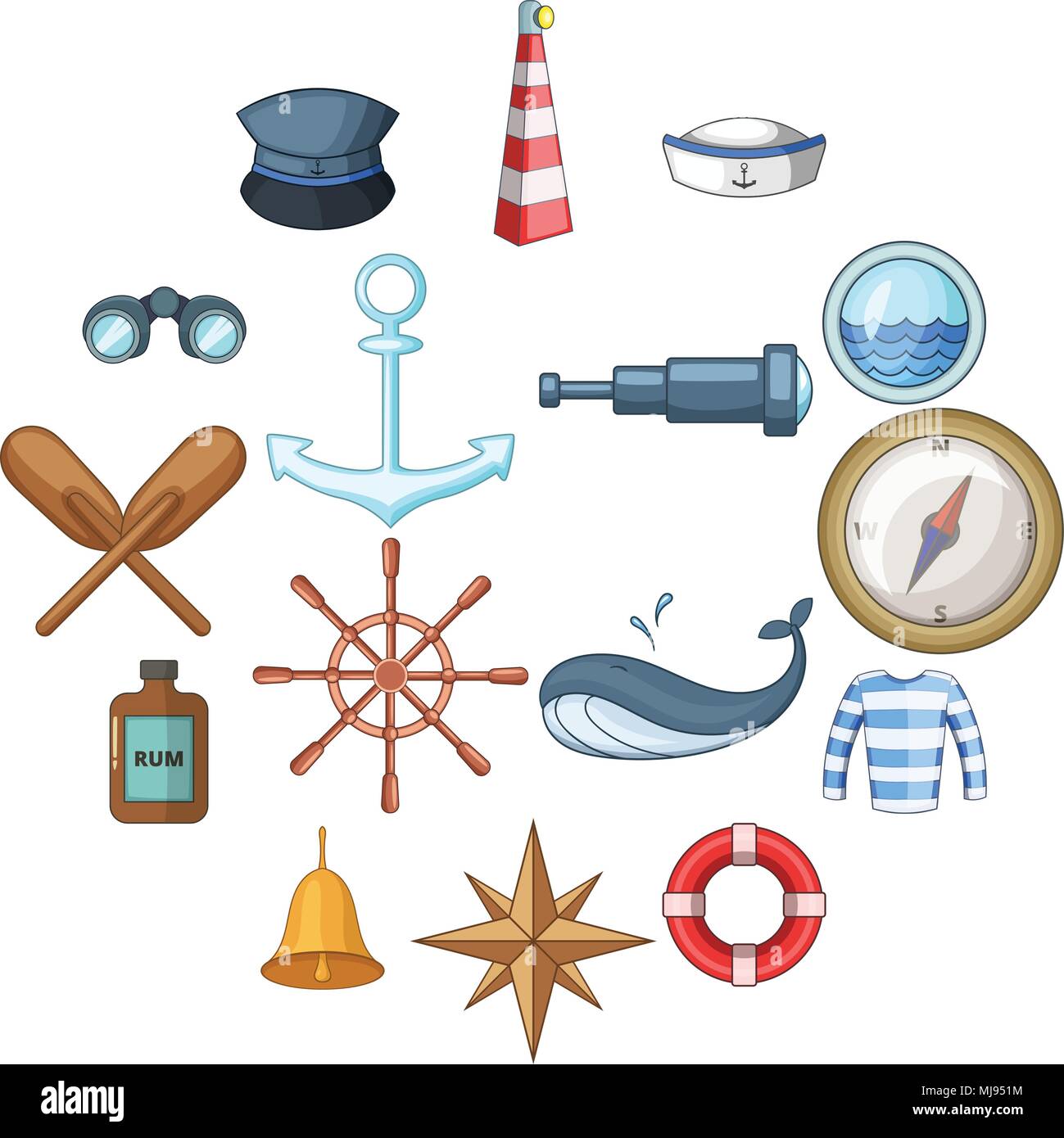 Nautical icons set, cartoon style Stock Vector Image & Art - Alamy