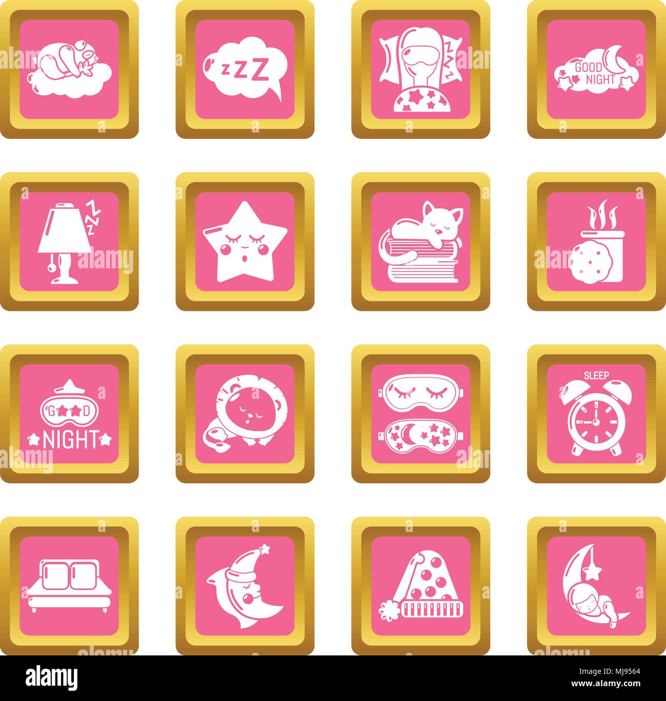Sleeping icons set pink square vector Stock Vector Image & Art - Alamy