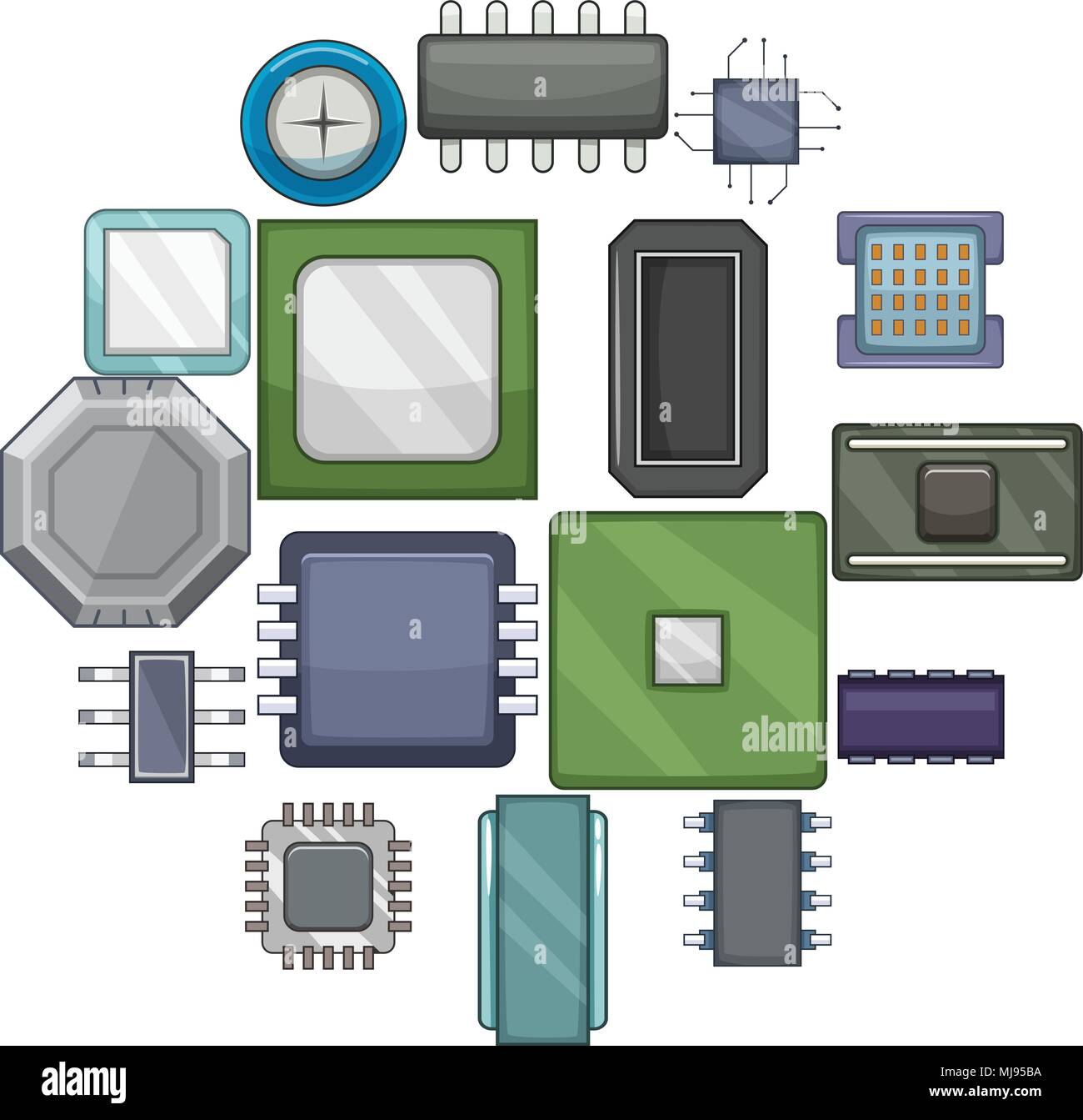 Computer chips icons set, cartoon style Stock Vector Image & Art - Alamy