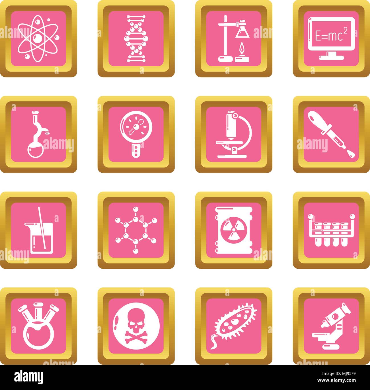 Chemistry laboratory icons set pink square vector Stock Vector Image ...