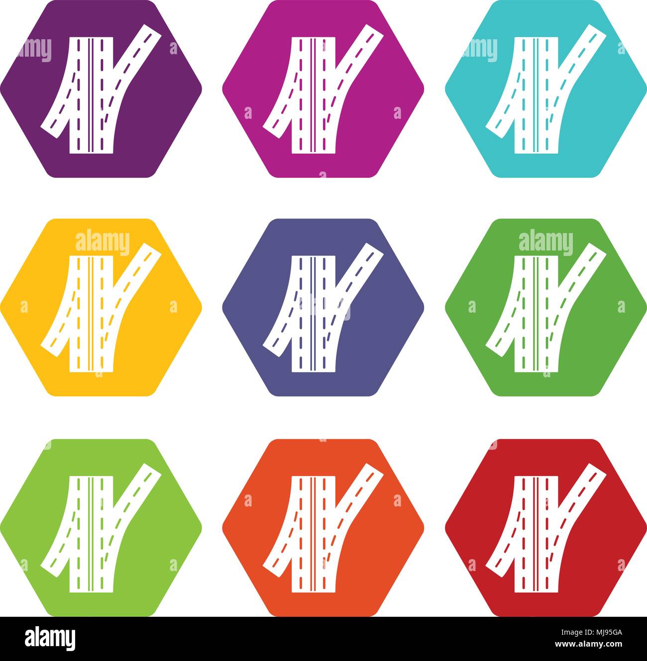 Road junction icons set 9 vector Stock Vector Image & Art - Alamy