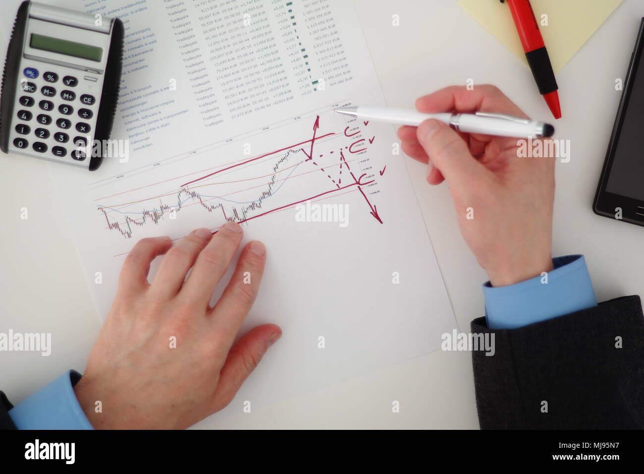 Businessman working analysis calculate hi-res stock photography and ...