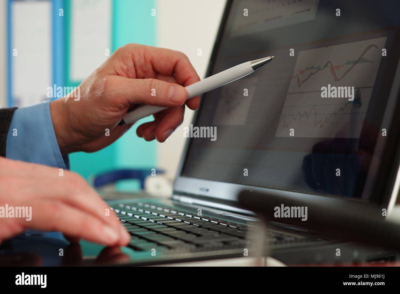 Businessman working analysis calculate hi-res stock photography and ...