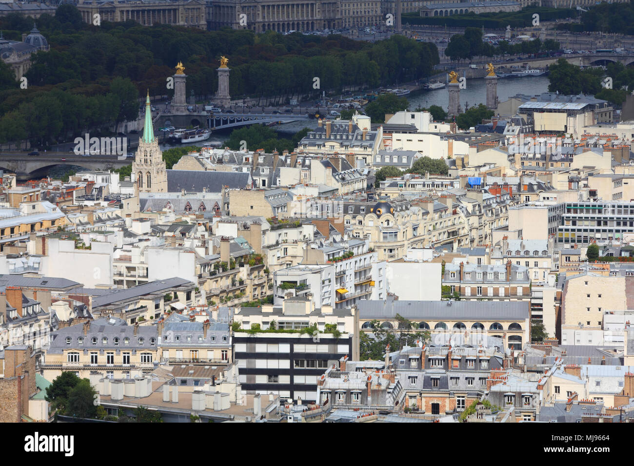 Paris, France - aerial city view with Seine River. UNESCO World ...