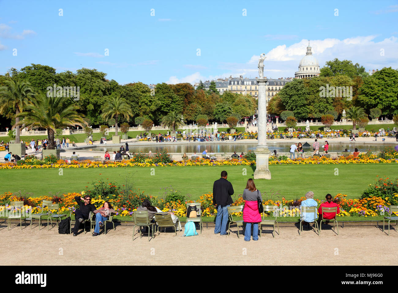 PARIS - JULY 23: Tourists relax in Luxembourg Gardens on July 23, 2011 ...