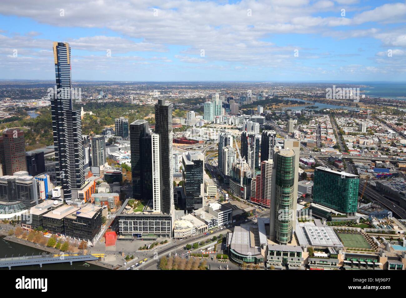 Melbourne skyline - city in Australia. Modern architecture aerial view ...
