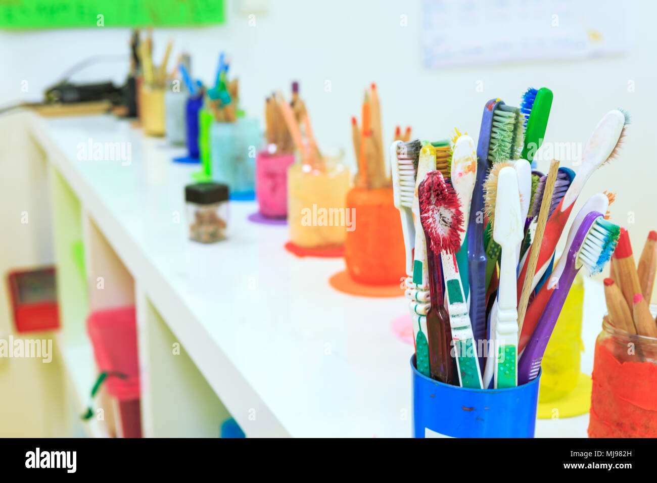indoor photo of visual art room in a kindergarten Stock Photo - Alamy
