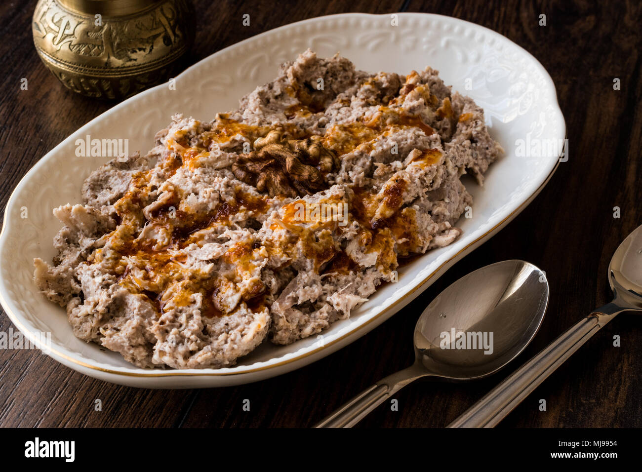 Circassian chicken / Cerkez (Cerkes) Tavugu on woden surface Stock ...
