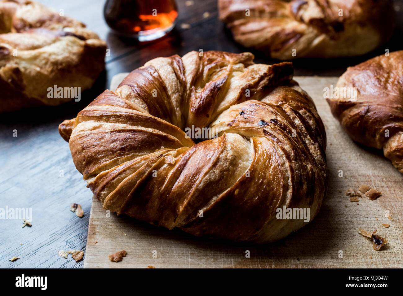 Turkish Bagel Acma / Croissant with tea (turkish pastry Stock Photo - Alamy