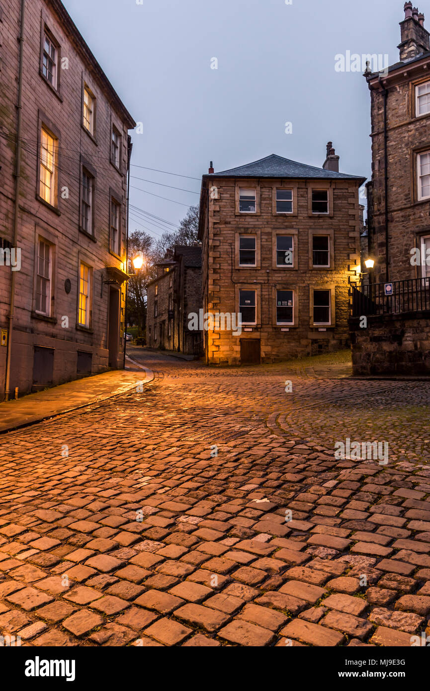 Street scenes in the historic city of Lancaster near Lancaster Castle ...