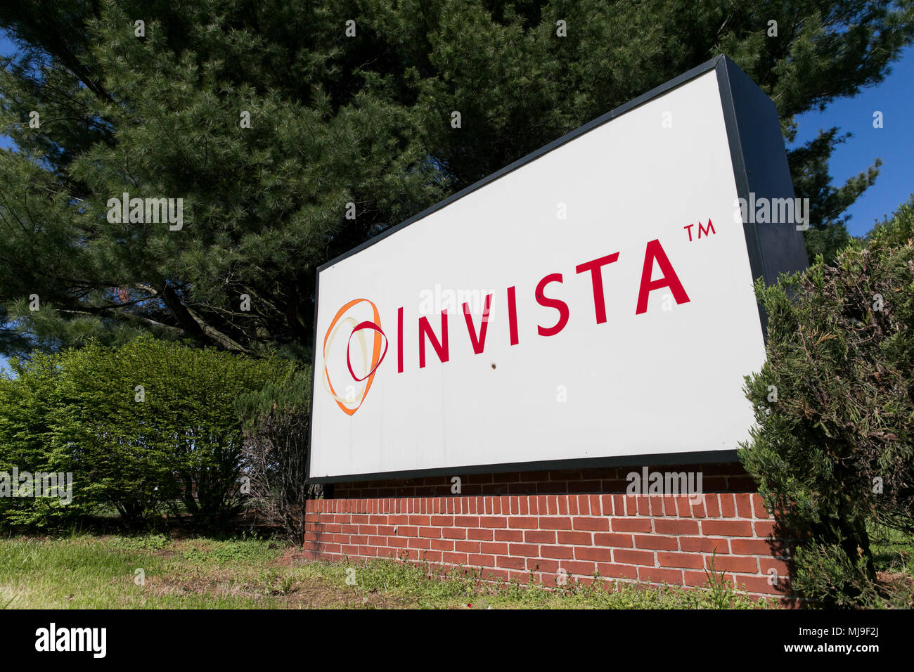 A logo sign outside of a facility occupied by Invista, a subsidiary of ...