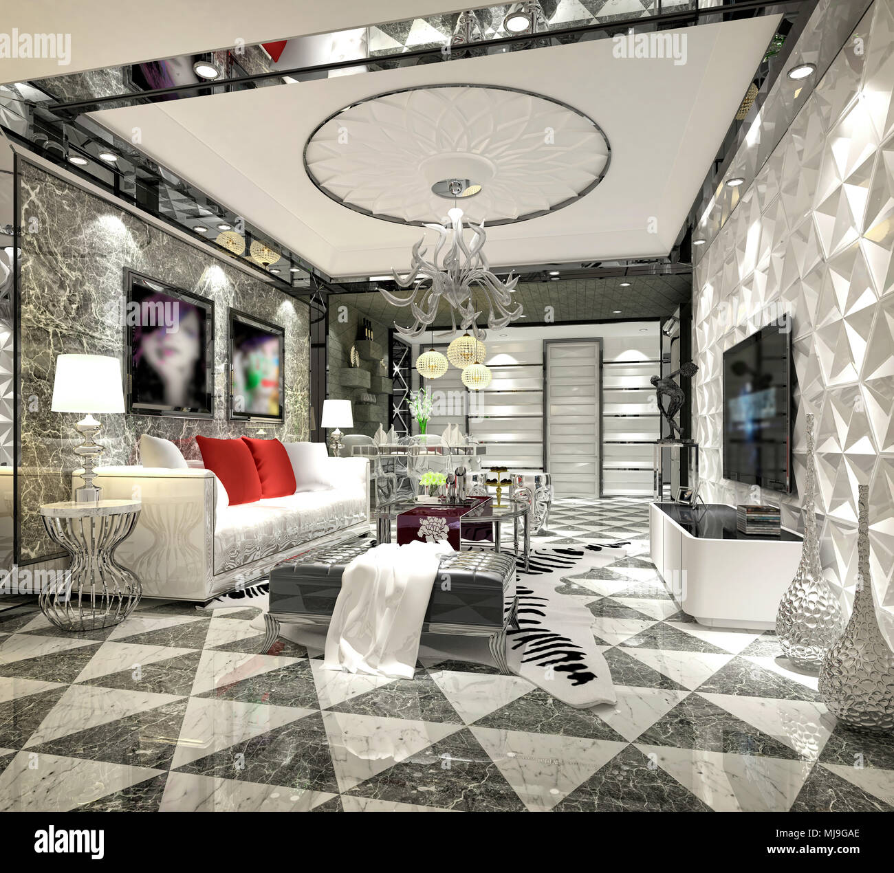 3d render of living room Stock Photo - Alamy