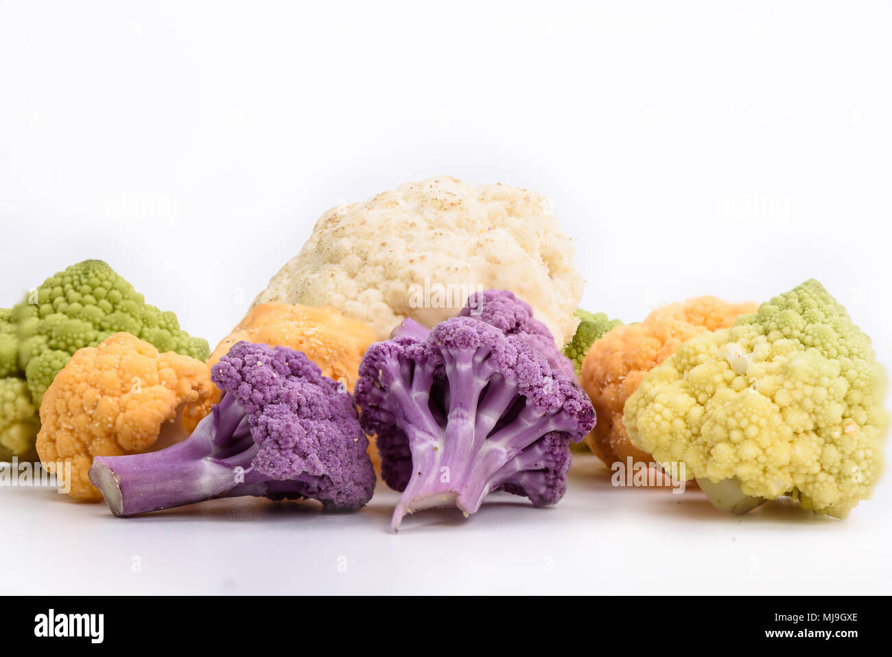 Inflorescence of cauliflower isolated on white background Stock Photo ...